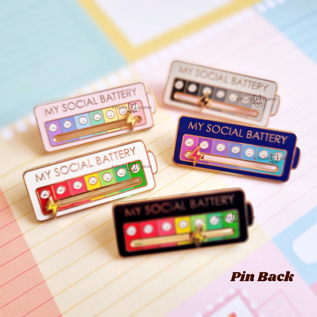 The Original Social Battery Sliding Enamel Pin – Atelier Eumori