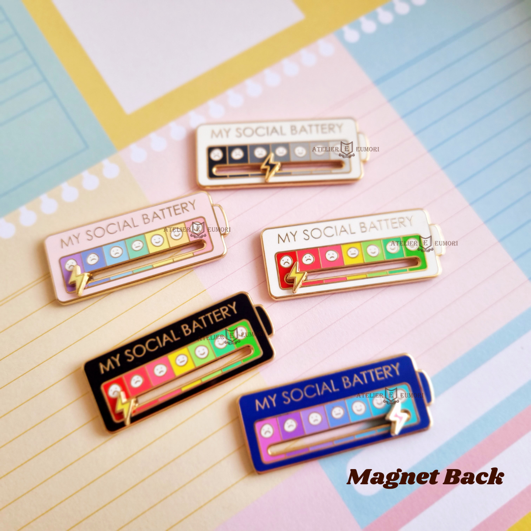 The Original Social Battery Sliding Enamel Pin – Atelier Eumori