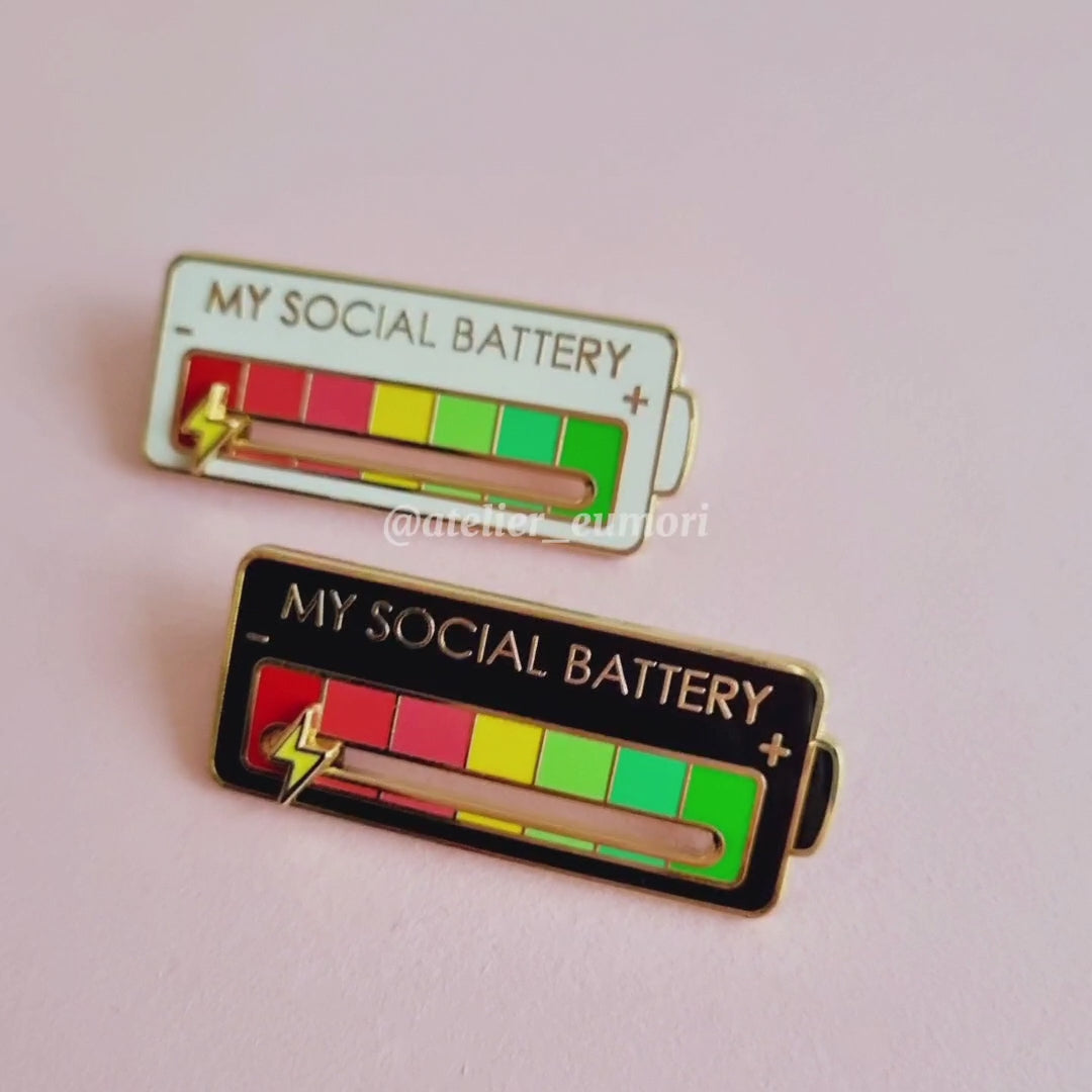 [Version 2] The Social Battery Sliding Enamel Pin with no Emoji Face ...